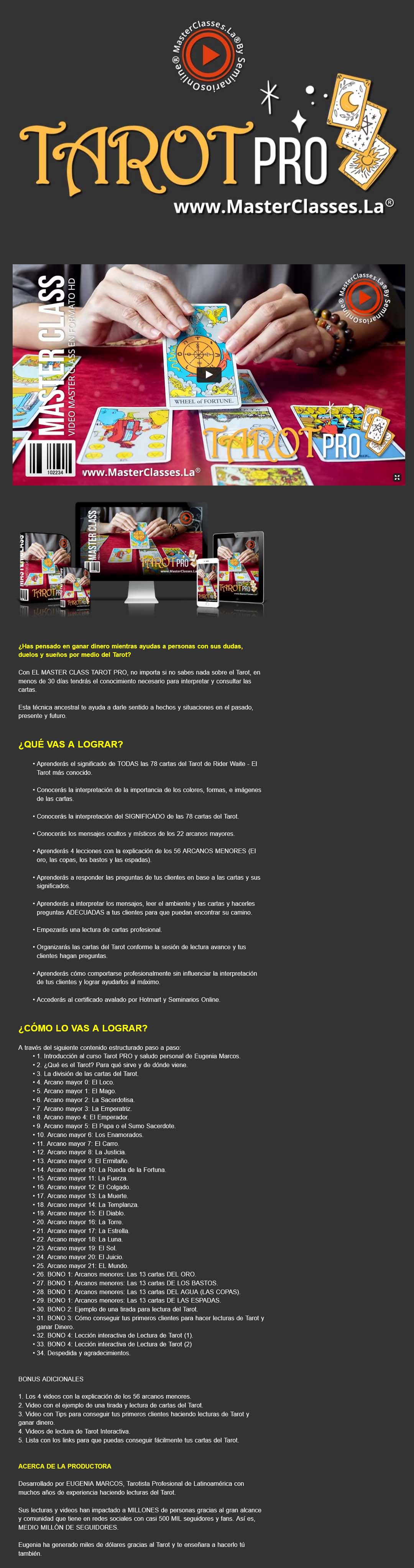 Tarot Pro - Masterclasses.la - cursosenoferta.com